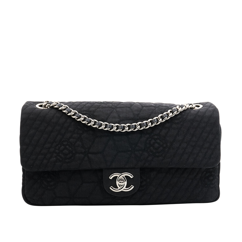 Chanel Classic Flap Black Denim SHW