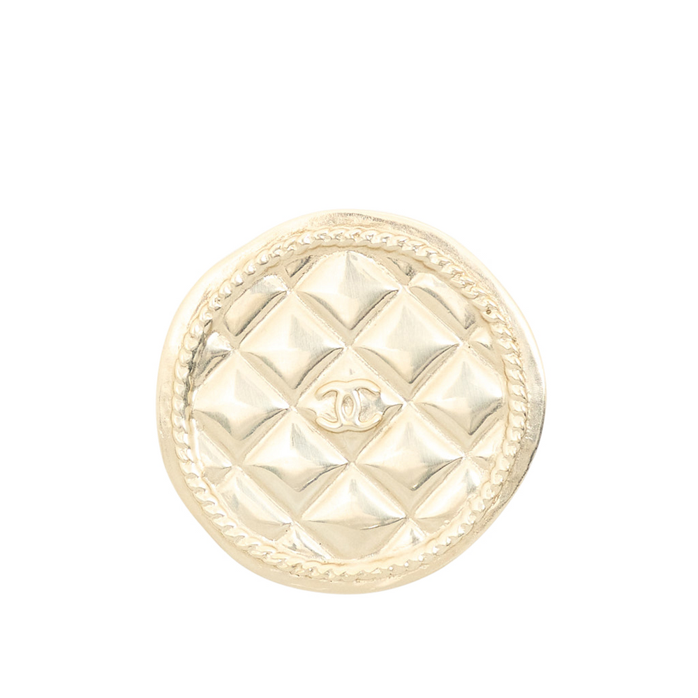 Chanel Gold Quilted Medallion Brooch